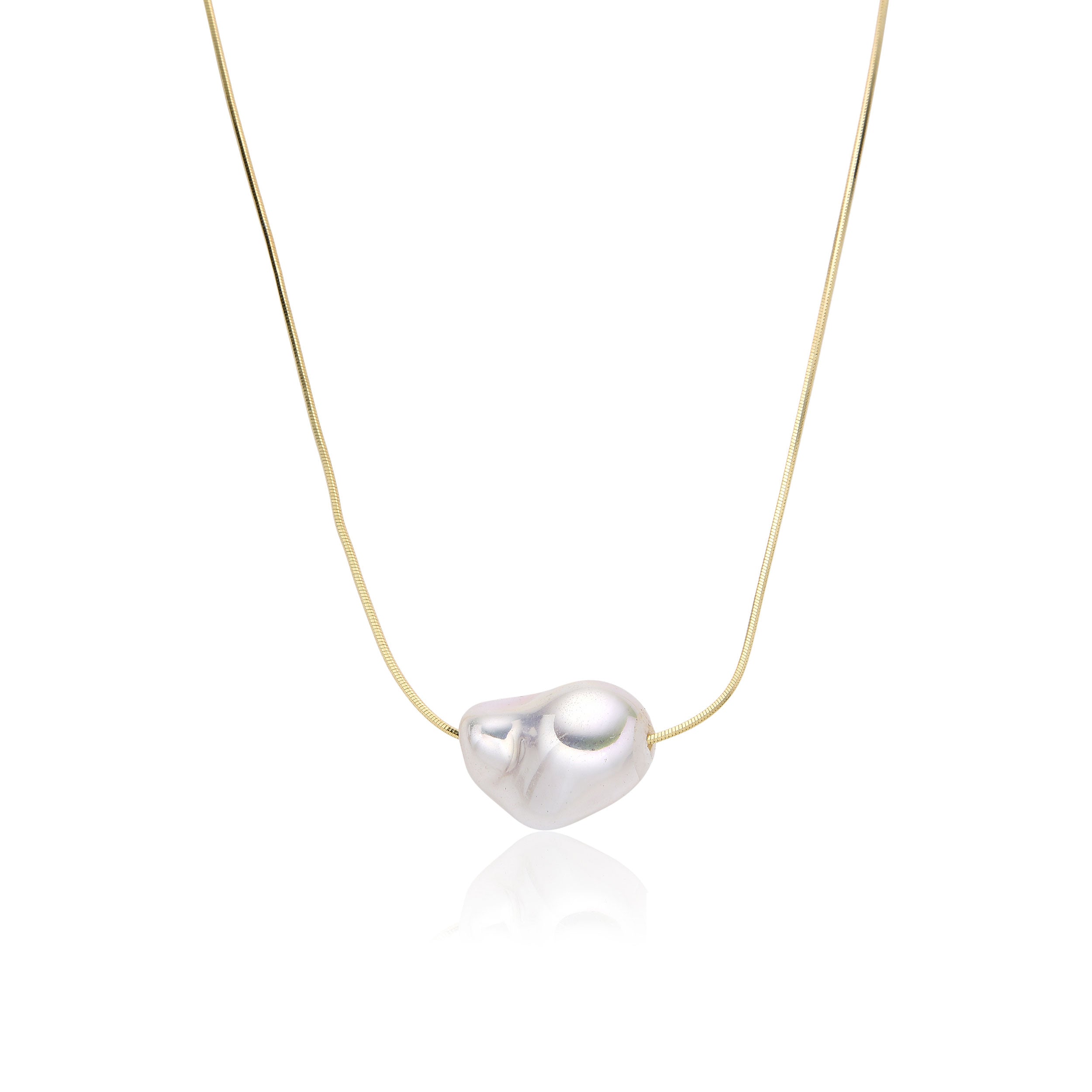 Gold Necklace with Sliding Pearl Charm – Shira Jewellery